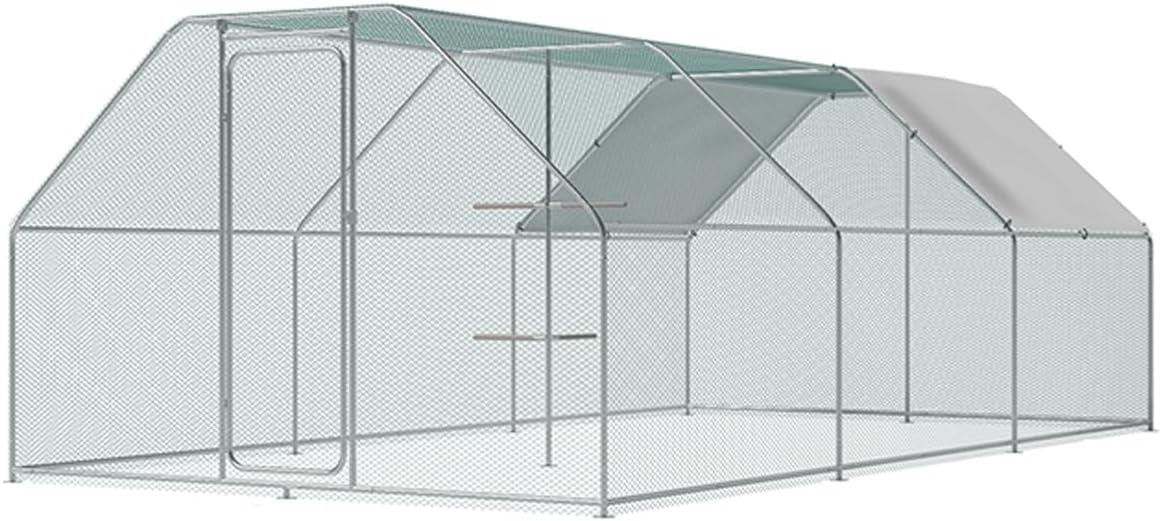Chicken Coop Large Metal Chicken House/Pen with Climbing Frame for 15 ...