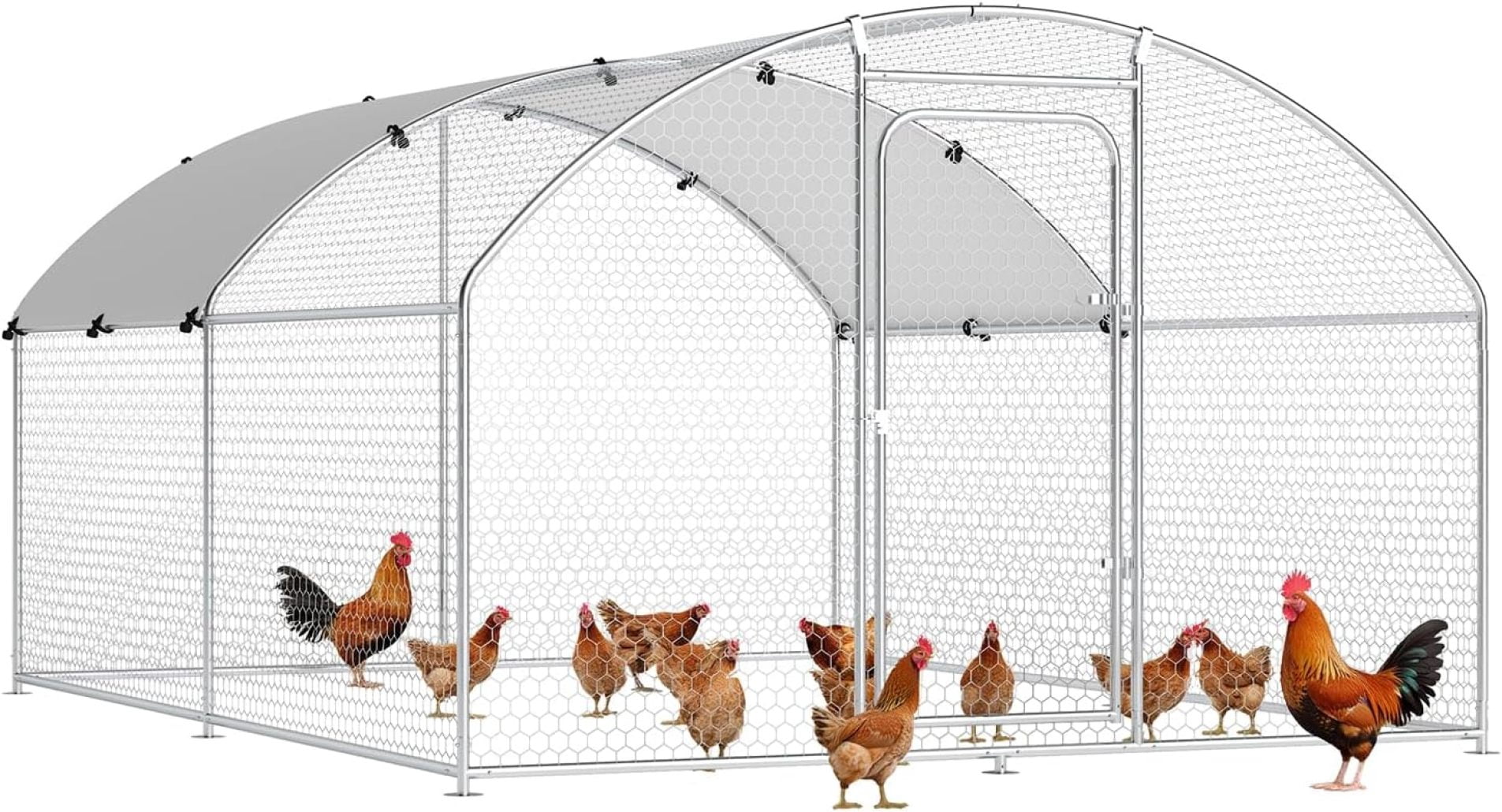Chicken Coop Large Metal Chicken Run Poultry Cage with Water-Resident ...