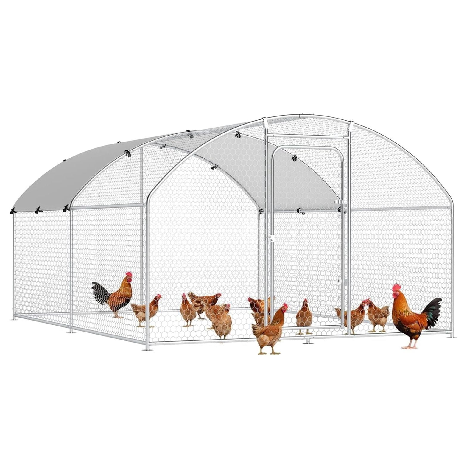 Chicken Coop Large Metal Chicken Run Poultry Cage with Water-Resident ...