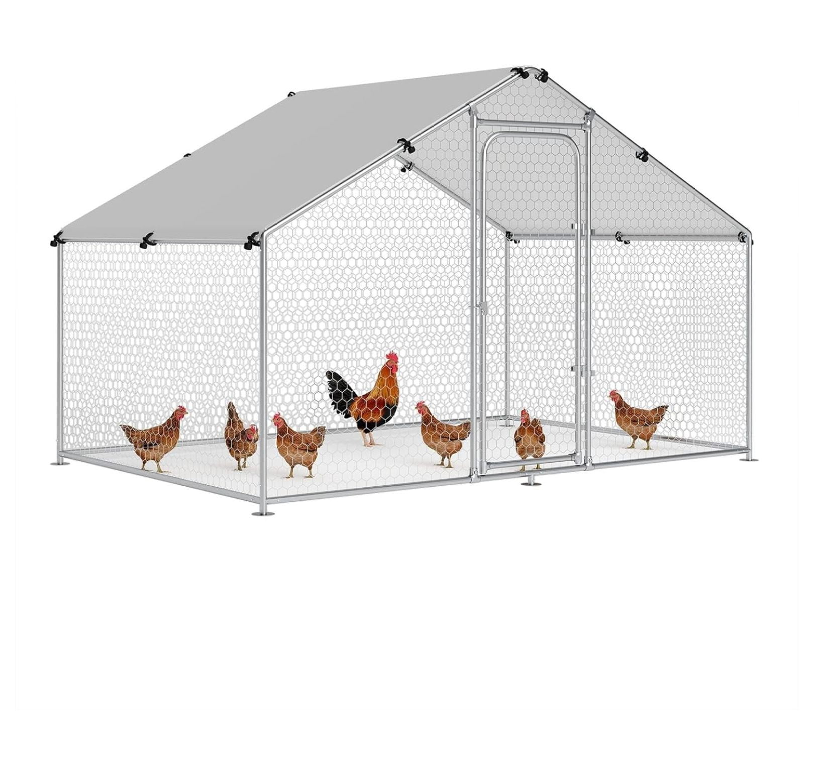 Chicken Coop Large Metal Chicken Run Poultry Cage with Water-Resident ...
