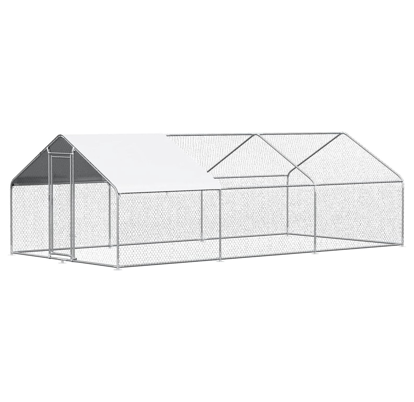 Chicken Coop Large Metal Chicken House Chicken Pen Outdoor for 40 ...