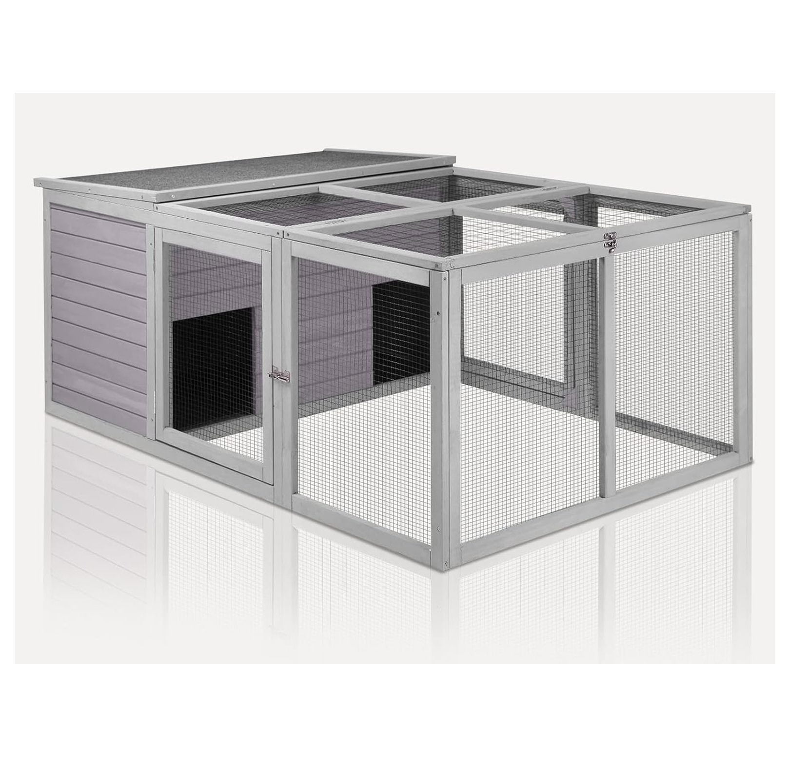 Chicken Coop Large Wooden Rabbit Hutch Indoor Outdoor with 2 Living House ANG PVC Layer for ...