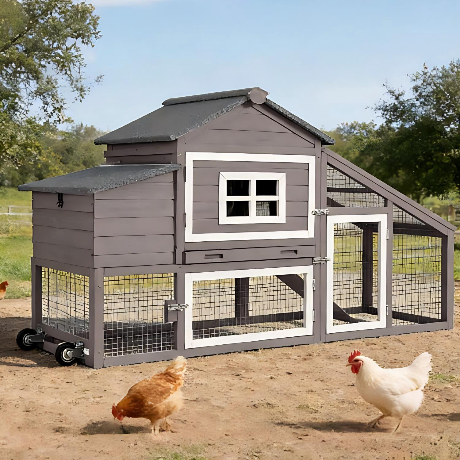 Aivituvin Chicken Coop, Mobile Chicken House with Wheels, Outdoor Hen ...