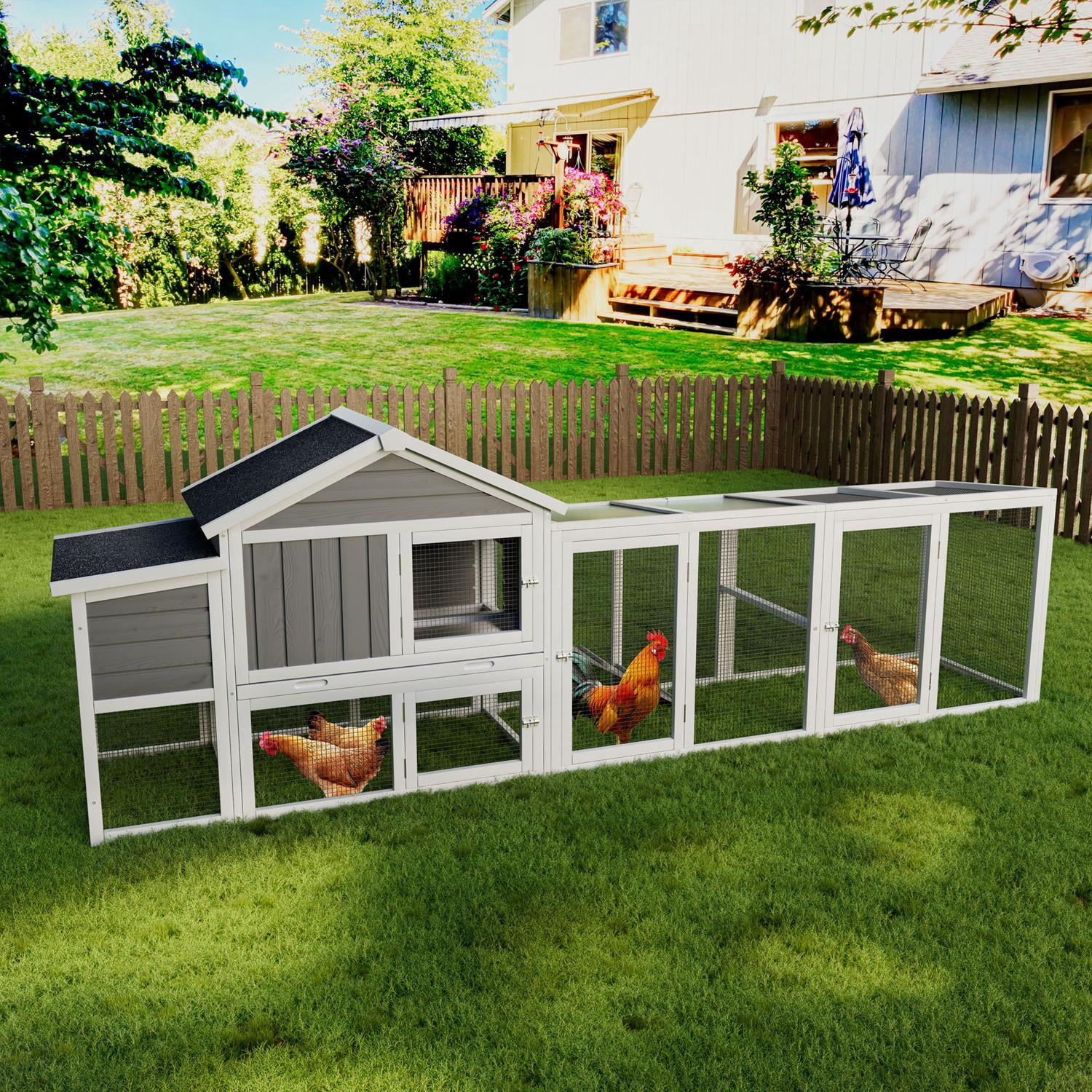 Chicken Coop, Outdoor Hen House, Large Wooden Chicken Run with ...