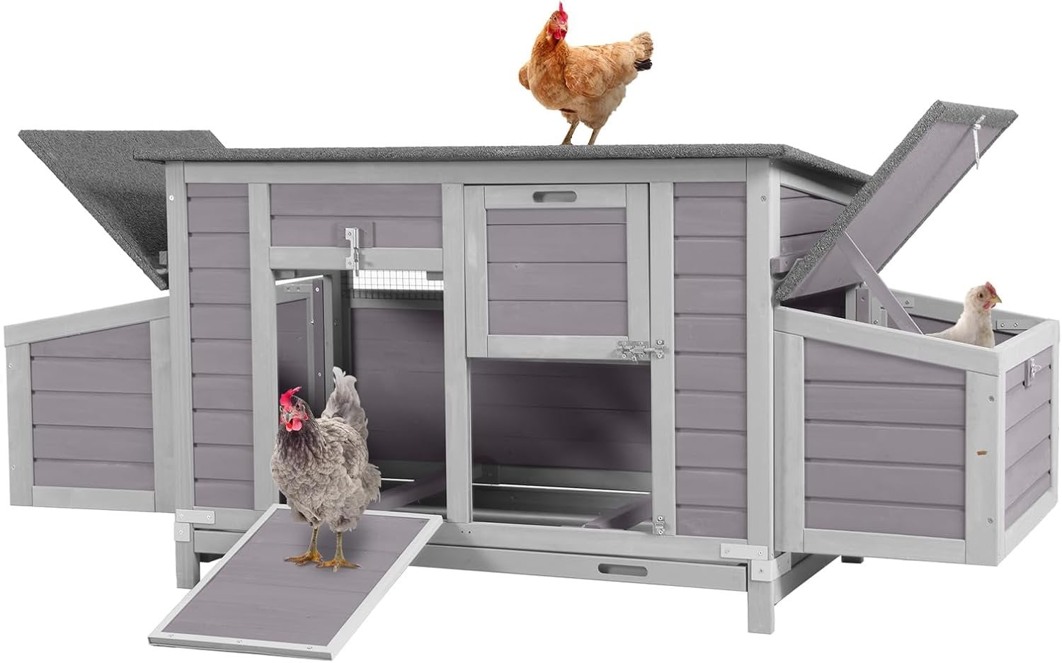 Chicken Coop Outdoor Wooden Portable Hen House Expandable Poultry Cage ...