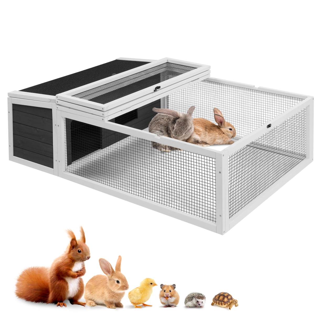 Chicken Coop Run Rabbit Hutch, Portable Chicken Cage Pens with Top and ...