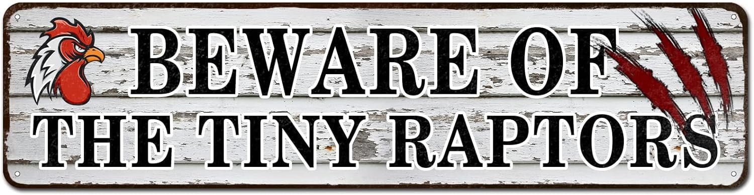 Chicken Coop Sign, Beware of The Tiny Raptors Sign, Funny Chicken ...