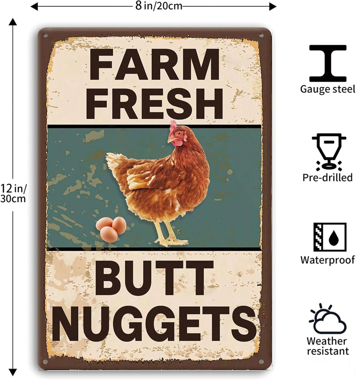 Chicken Coop Signs For Farm Fresh Butt Nuggets Sign,Vintage Metal Farm ...