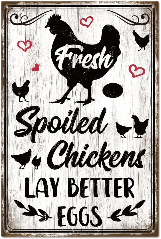 Chicken Coop Tin Sign Vintage Farm Metal Tin Sign Funny "Spoiled ...