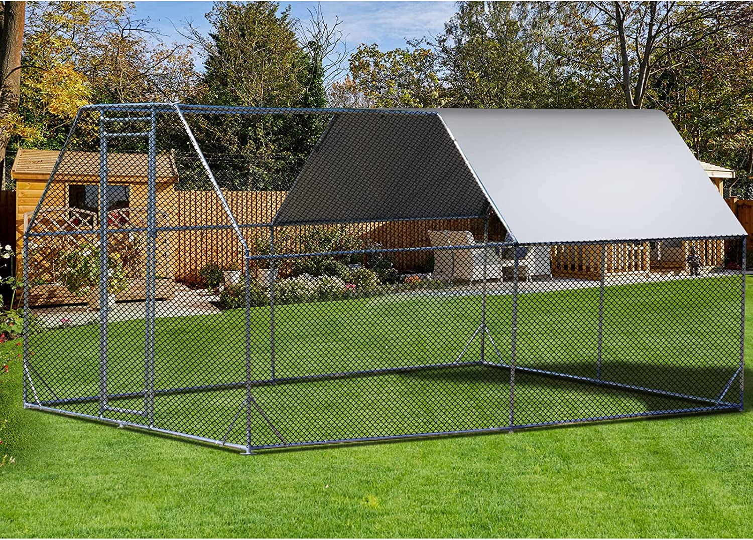 Chicken Coop Walk-in Chicken Run Enlarged Metal House Cage - Walmart.com