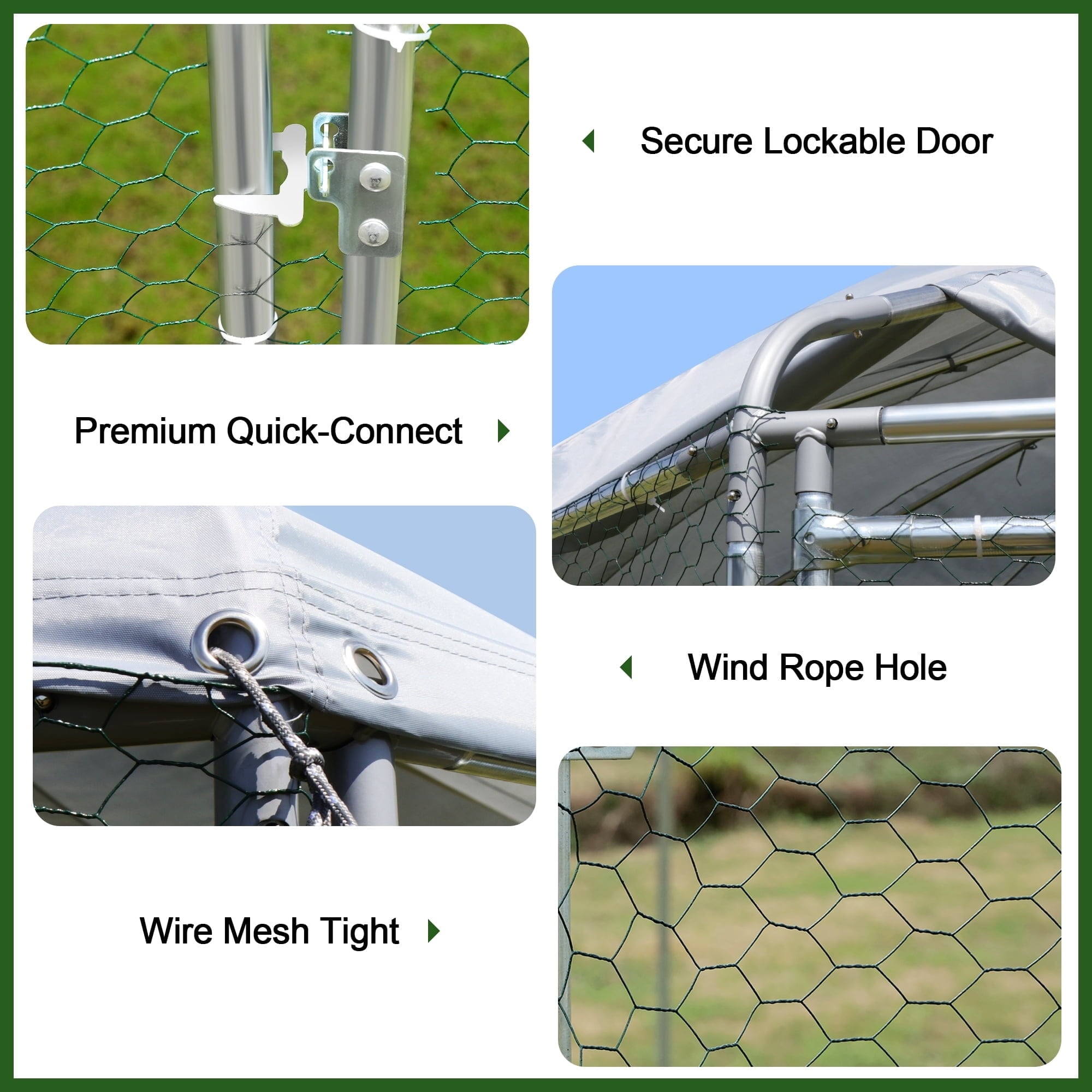 Chicken Coop w/Galvanized Steel Frame & Water-Resistant Oxford Tarp 110 ...