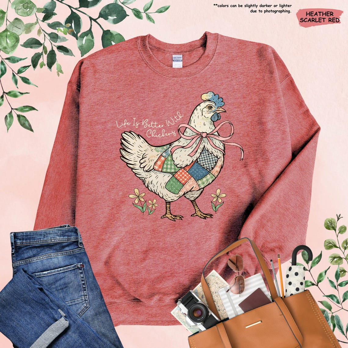Chicken Coquette Sweatshirt, Life Is Better With Chickens, Flowers ...
