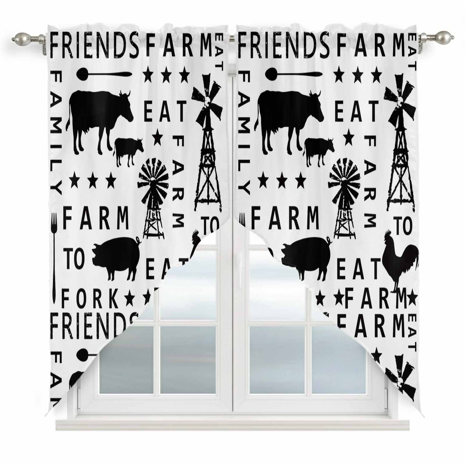 Chicken Cow Pig Swag Valances for Windows 2 Pack Farmhouse Animal ...