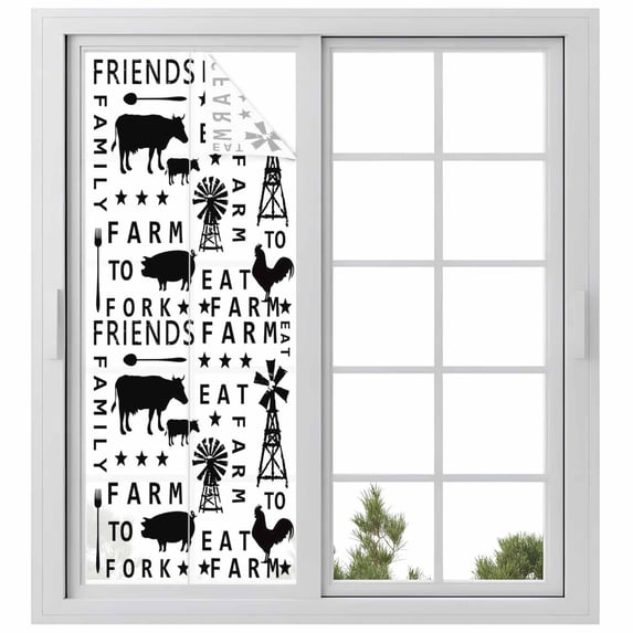 Chicken Cow Pig Window Privacy Film, Farmhouse Animal Windmills ...