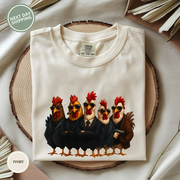 Chicken Crew Graphic Tee Rooster Squad Suit Outfit Cartoon Farm Animal ...