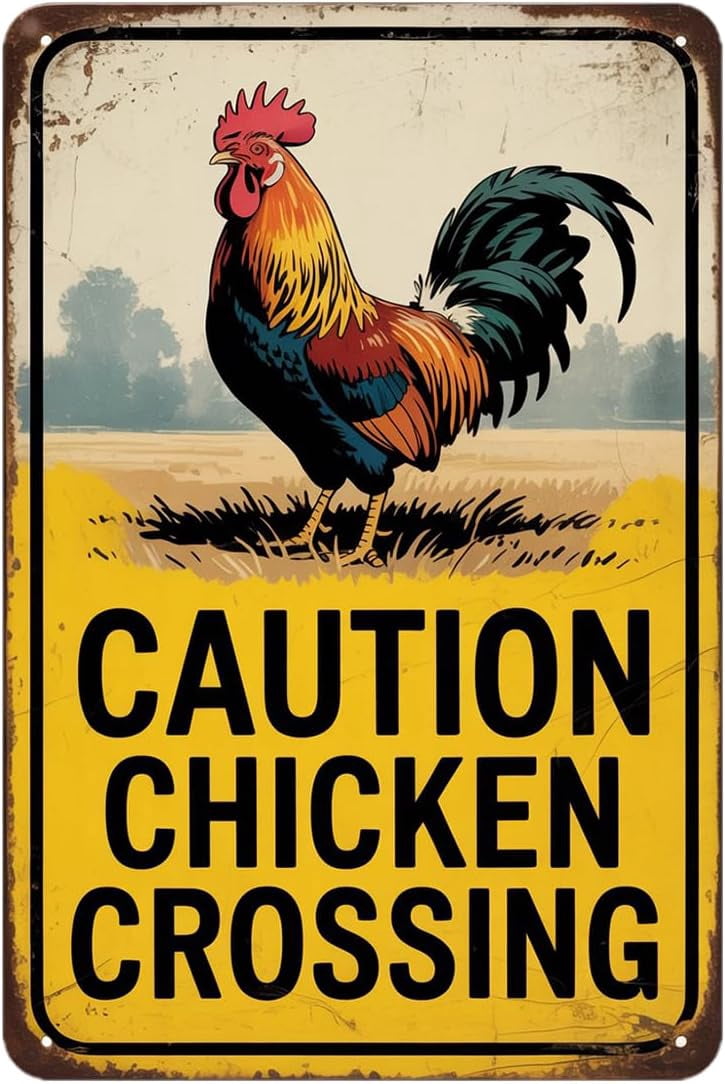 Chicken Crossing tin sign Vintage Farm Rooster Metal Sign Suitable for ...