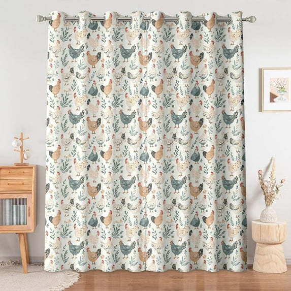Chicken Curtains Boho Nature Plant Blackout Curtains For Bedroom Funny ...