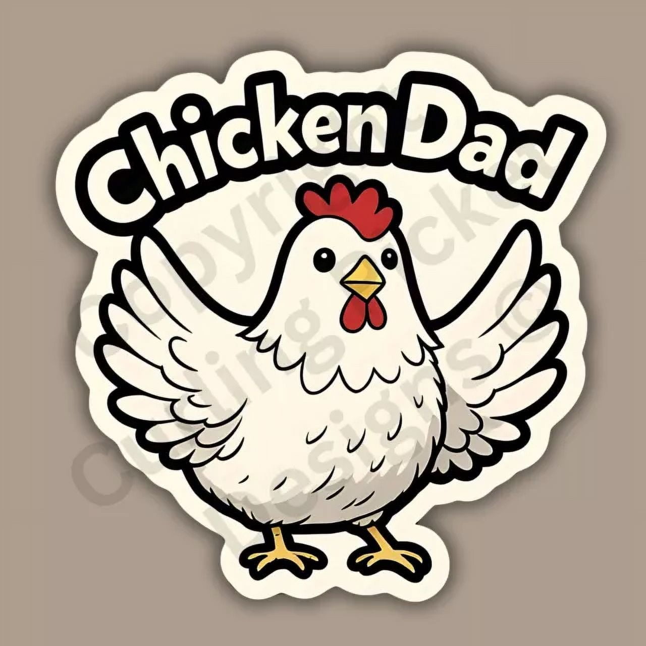 Chicken Dad Farm Animal Cute Sticker Phone Decal Water Bottle Stickers ...
