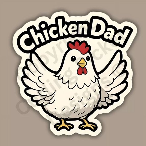 Chicken Dad Farm Animal Cute Sticker Phone Decal Water Bottle Stickers ...