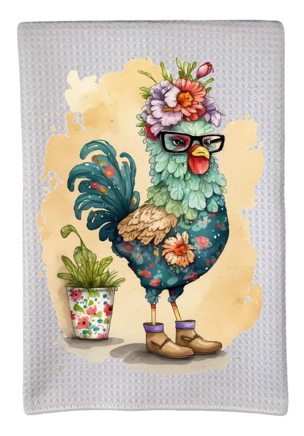Chicken Daisy Fancy Chick Flowers Farm Animal 16"x24" Sublimation White ...