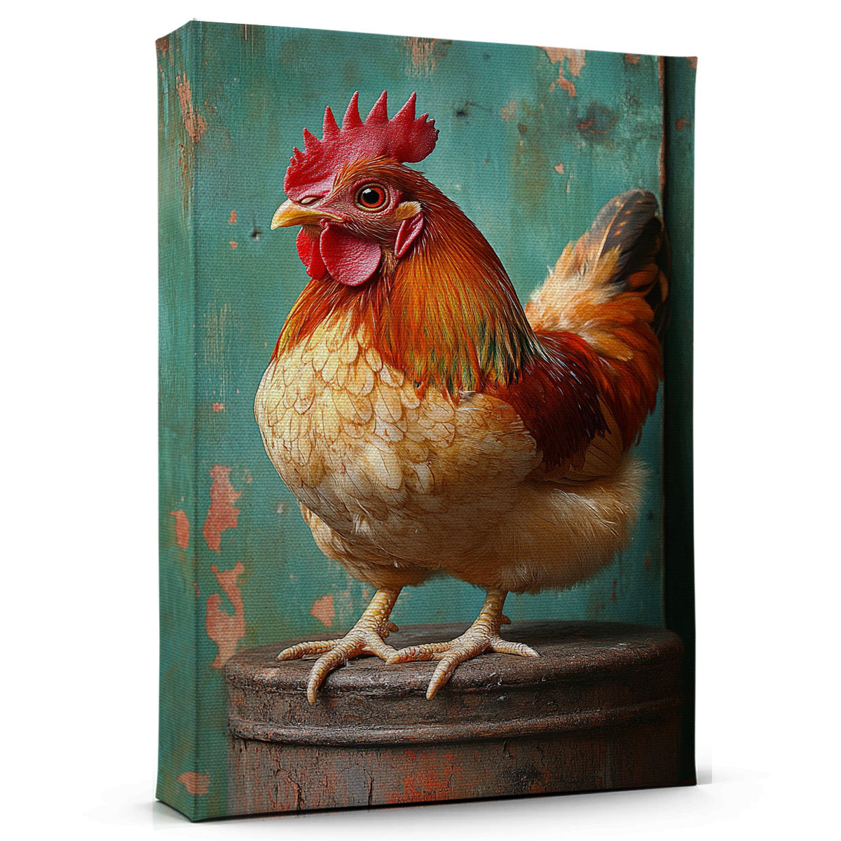Chicken Dark Red Rhode Island Red Hen Art Print Canvas, Animal Decor ...