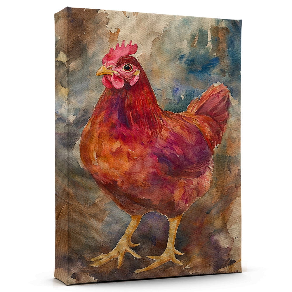 Chicken Dark Red Rhode Island Red Hen Canvas Wall Art Animal Decor ...
