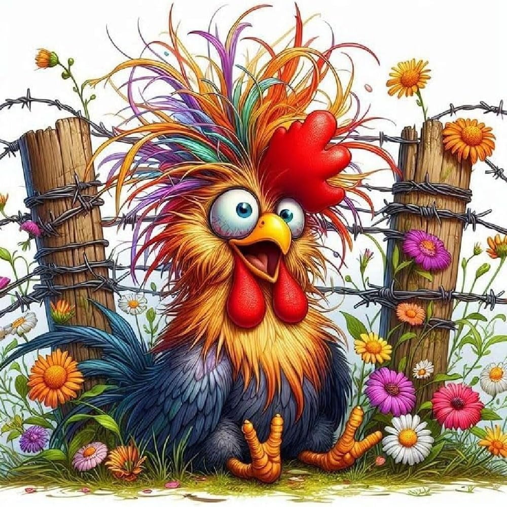 Chicken Diamond Painting Kits for Adults, DIY Flower Diamond Art Kits ...