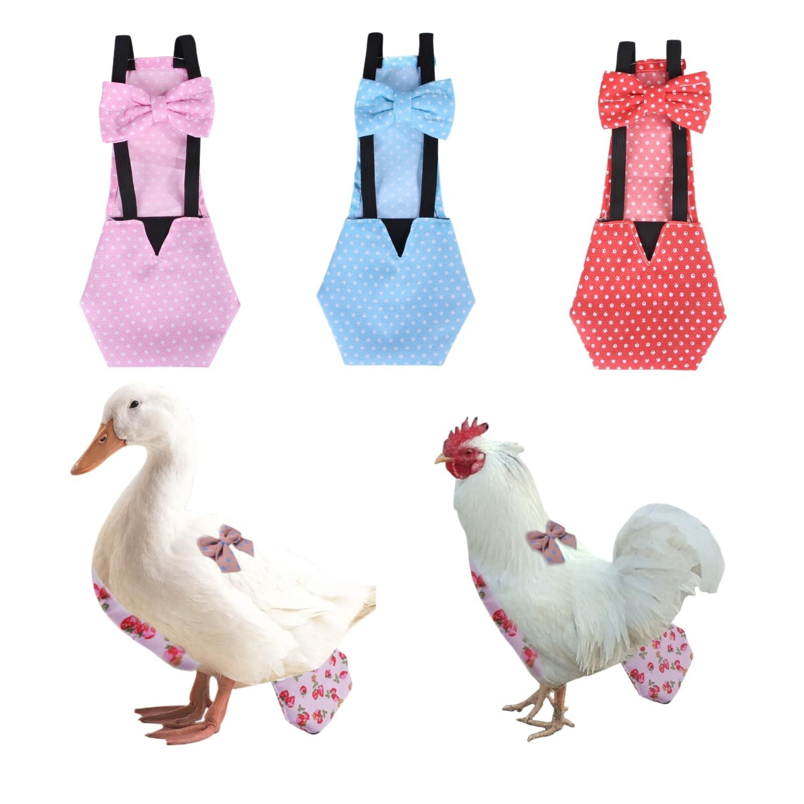 Chicken Diapers Bantam Hens - Reusable 3-Piece Set with Bow Ties ...