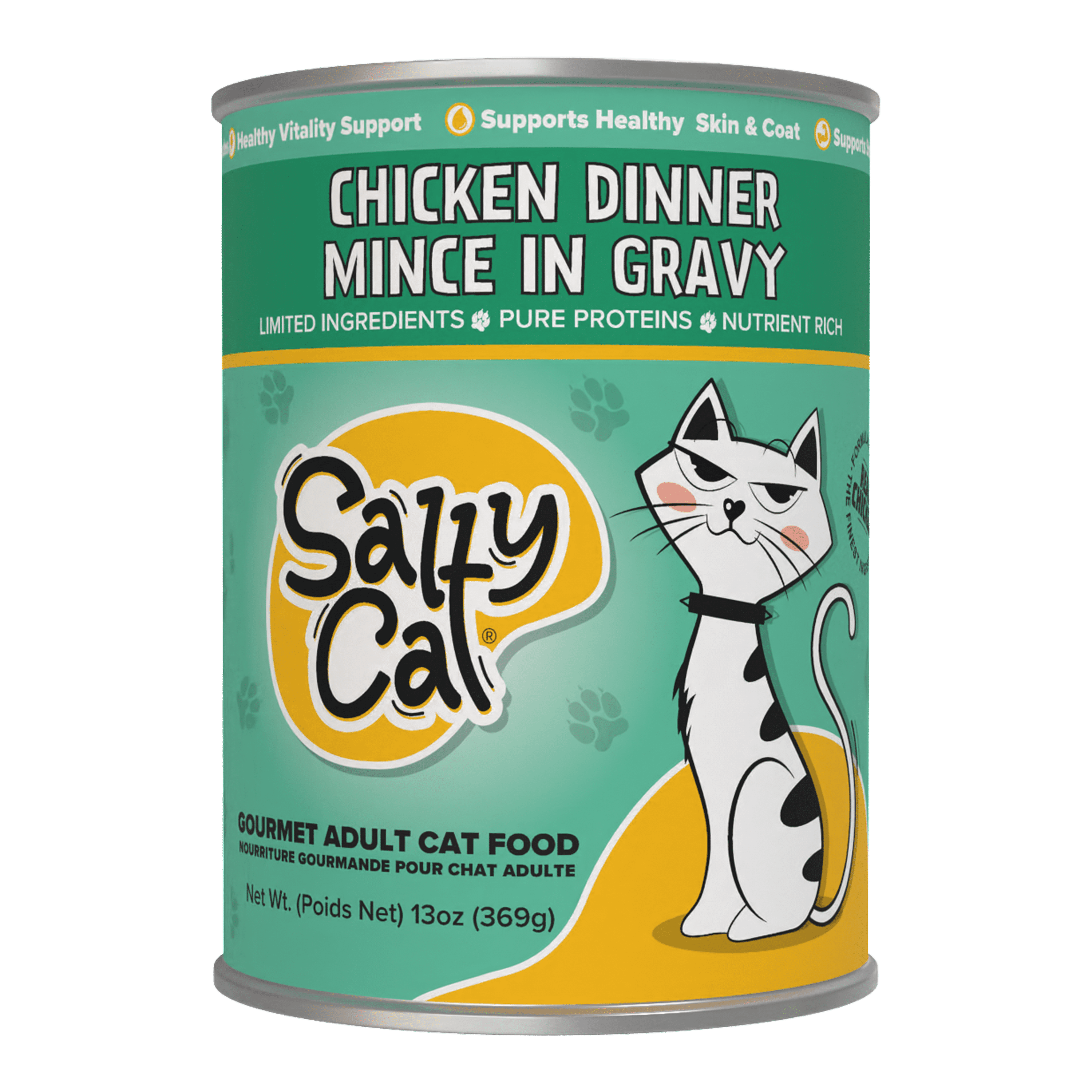 Salty Cat Chicken Dinner Mince in Gravy Wet Cat Food, 13 oz. Can ...