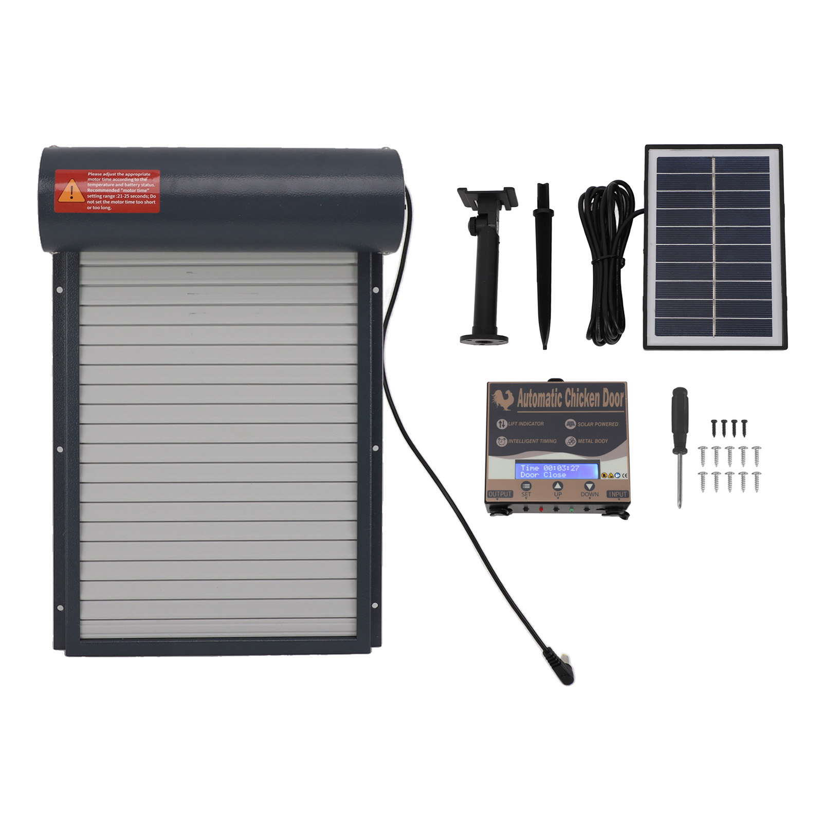 Chicken Doors Grey Solar Powered Time Control Programmable with LED ...