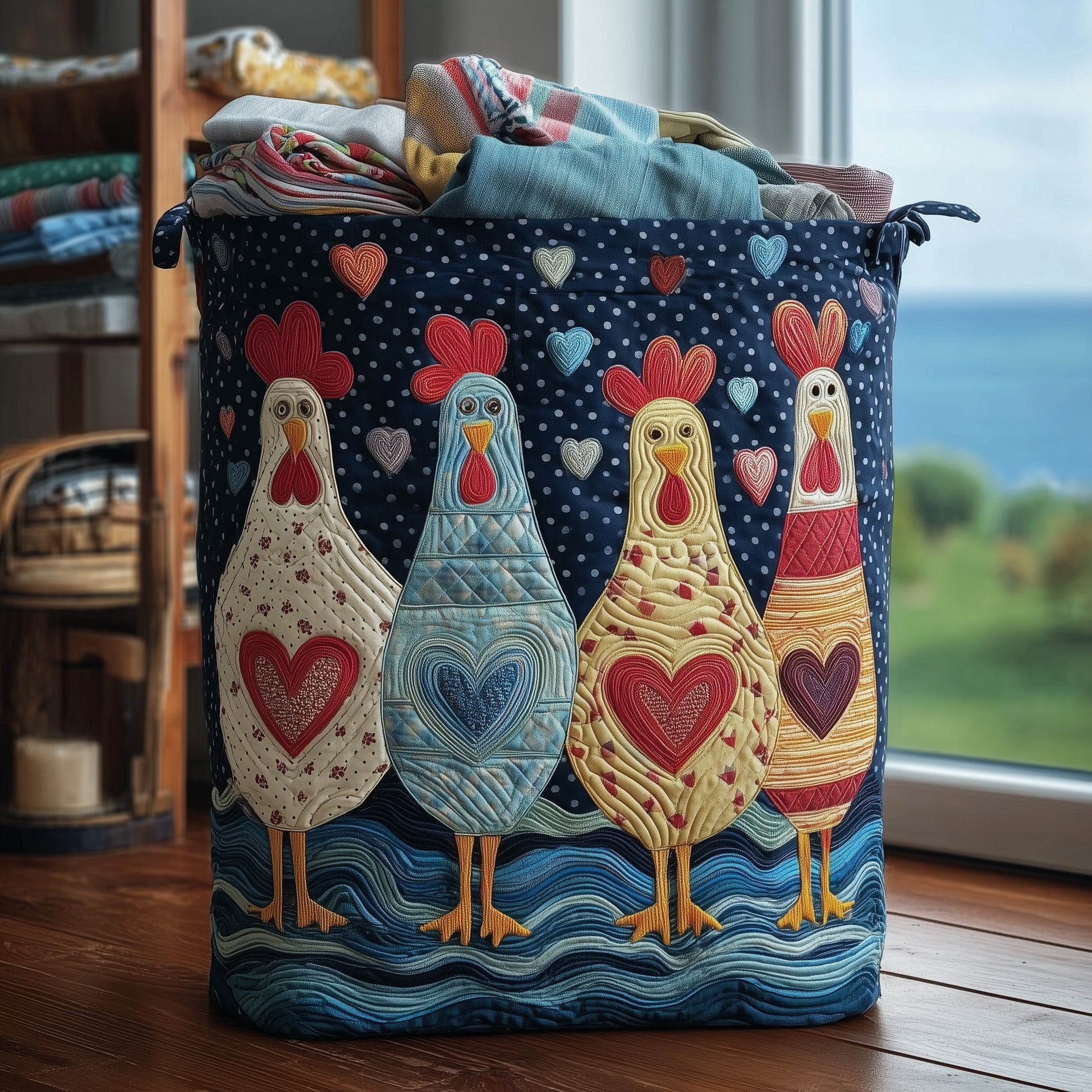 Chicken Dream Quilted Laundry Basket, Storage Bin Laundry Basket Fabric ...