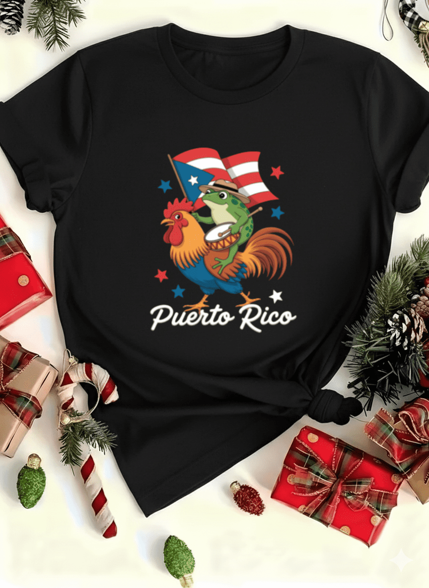 Chicken Drum Ride Coqui Frog Boricua Puerto Rico Fun Cultural Unisex T ...