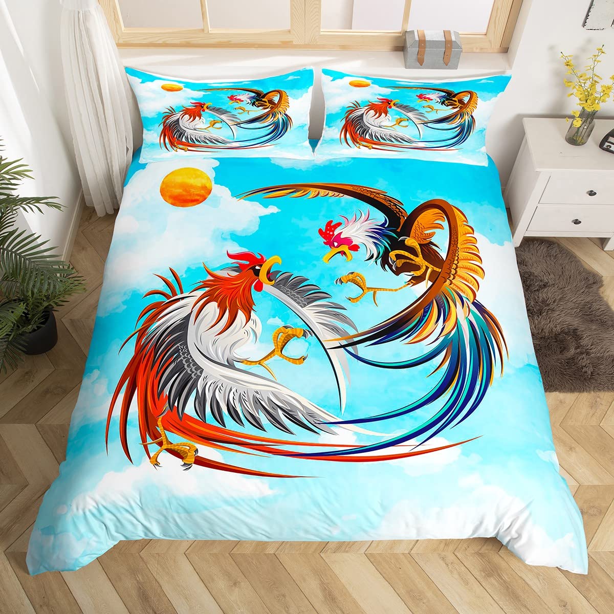 Chicken Duvet Cover Cartoon Chicken Comforter Cover for Kid Boy Girl ...