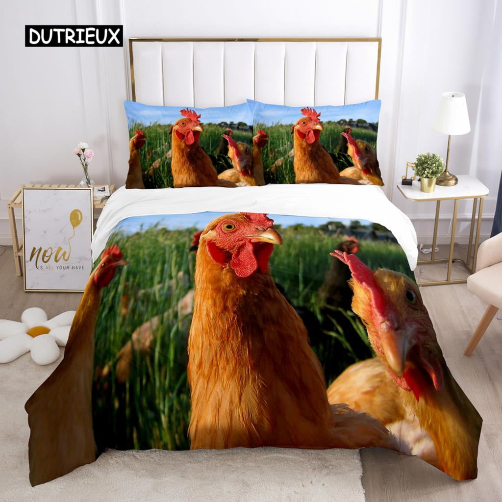 Chicken Duvet Cover Set Cool Animal Pattern Comforter Cover Funny ...