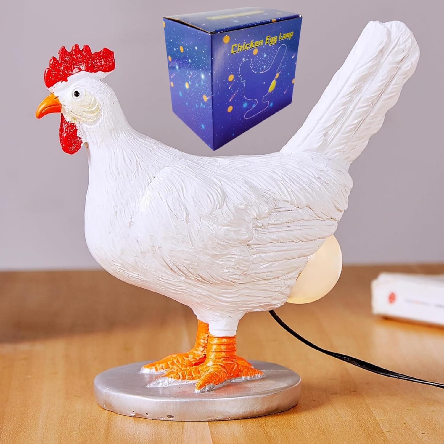 Chicken Egg lamp,3D Chicken Table lamp,Lifelike LED Egg lamp,Resin ...