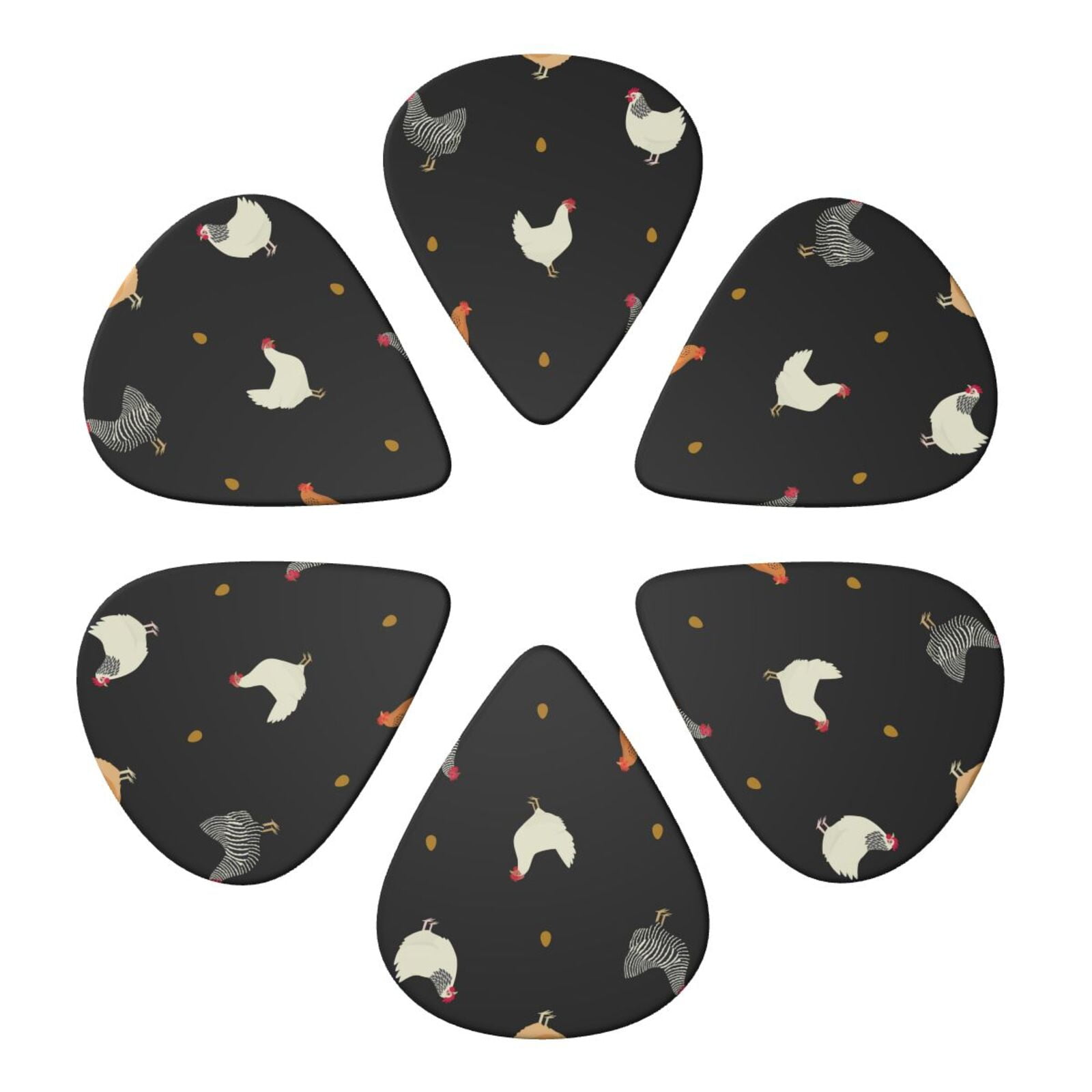 Chicken Eggs Cock Pattern Rooster Guitar Pick 6 Pack for Bass Acoustic ...