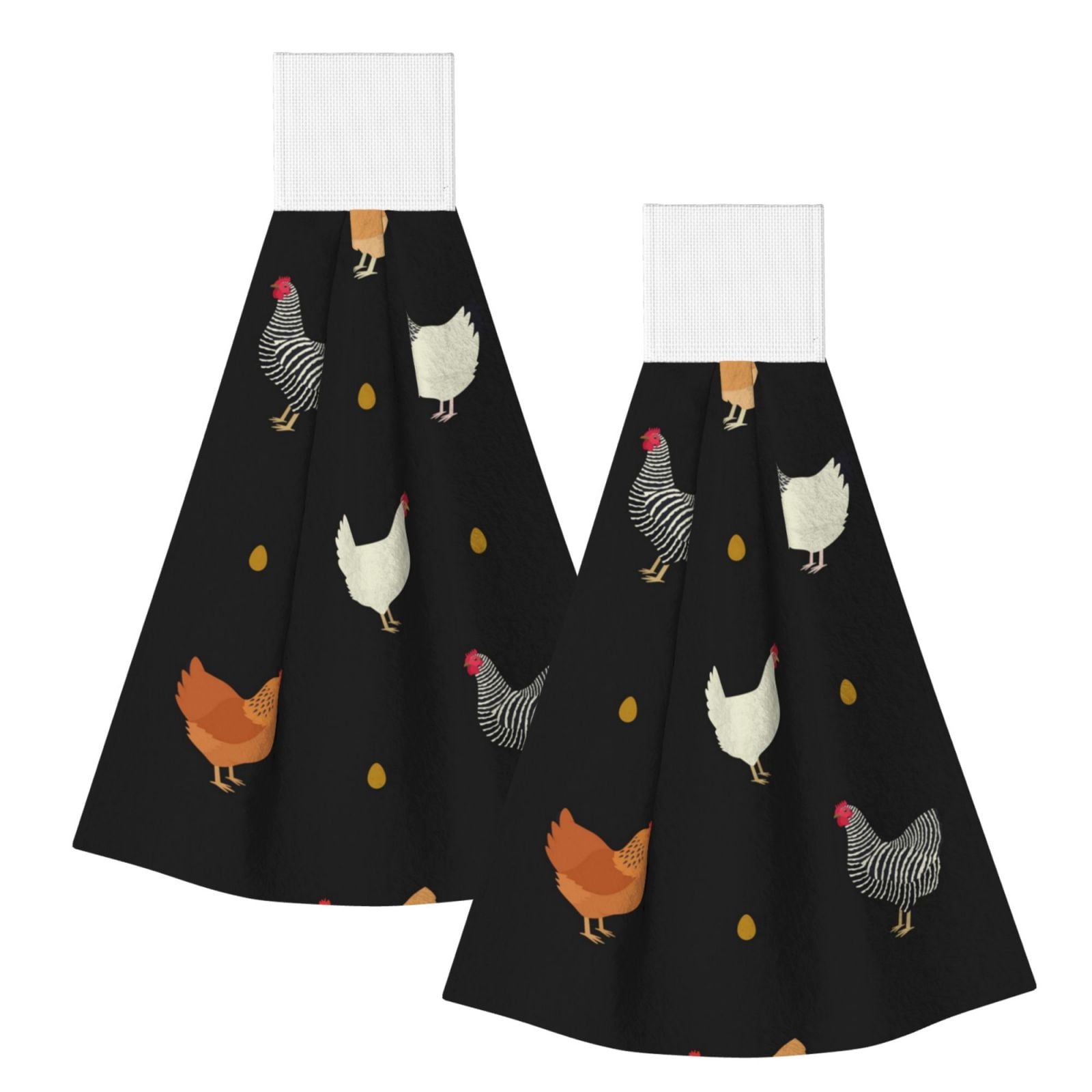 Chicken Eggs Cock Pattern Rooster Hanging Coral Fleece Hand Towel 2PCS ...