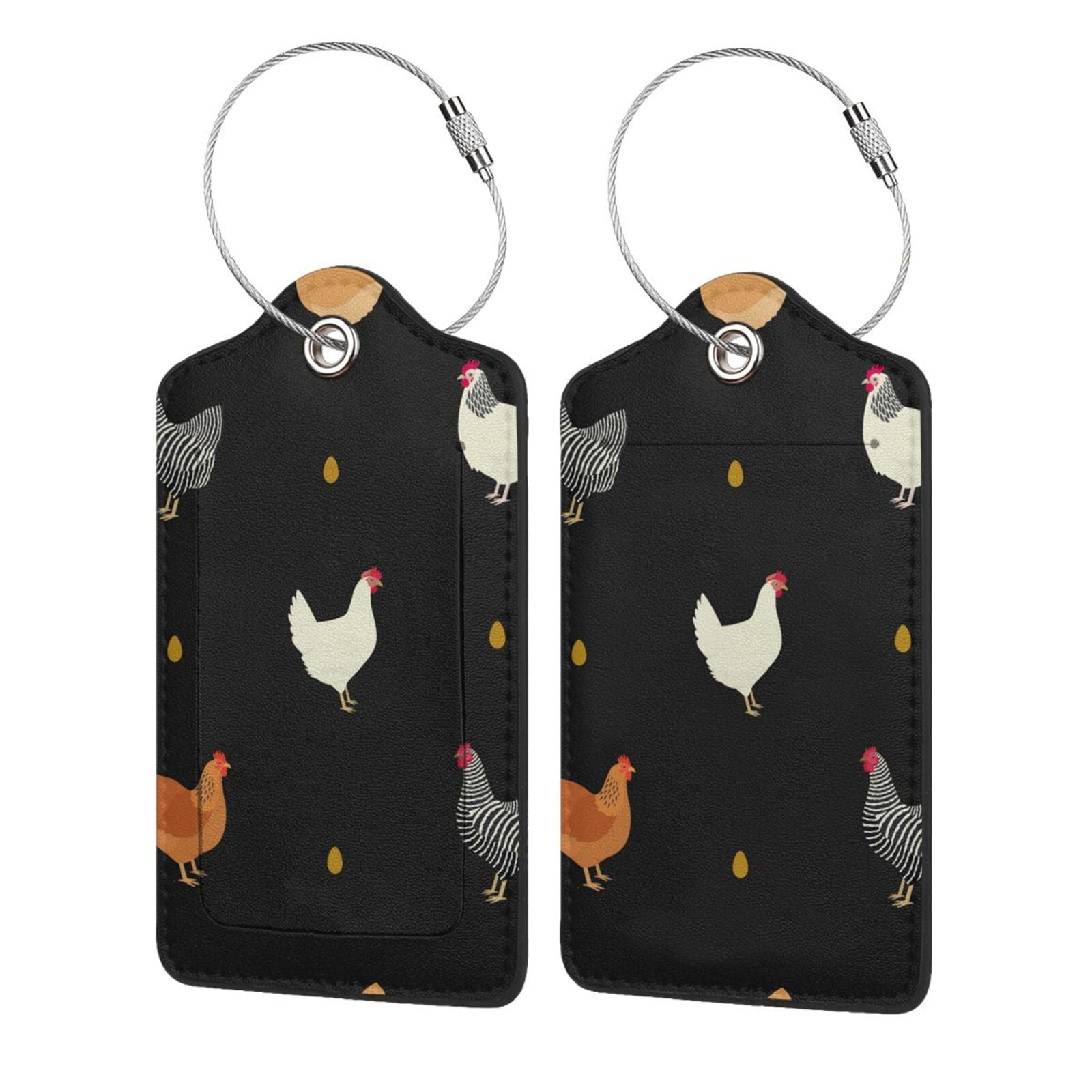 Chicken Eggs Cock Pattern Rooster Luggage Tag for Suitcase 2 Pack ...