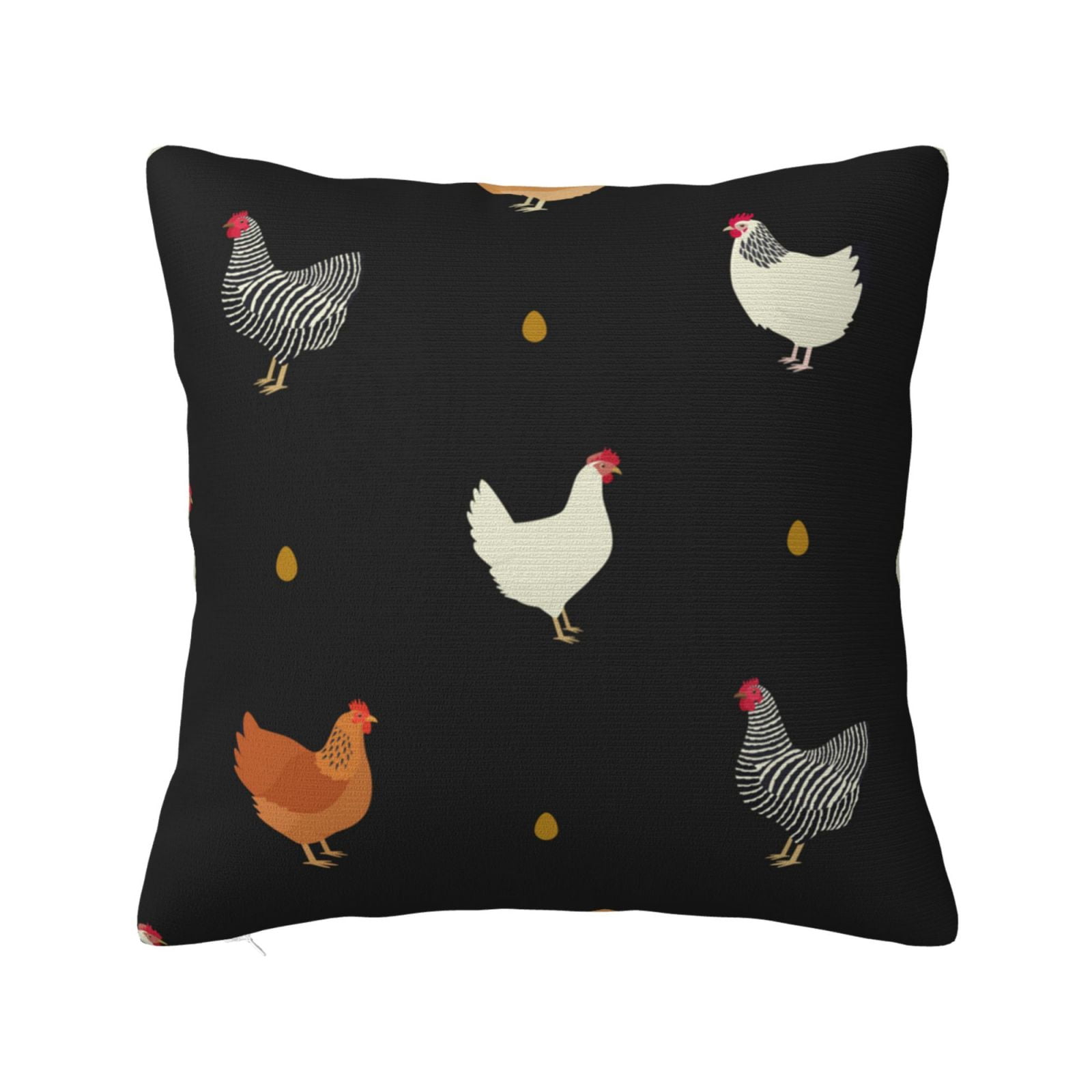 Chicken Eggs Cock Pattern Rooster Pillow Cover Decorative Throw ...