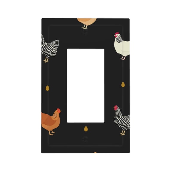 Chicken Eggs Cock Pattern Rooster Single Gang Wall Plate 1 Gang ...