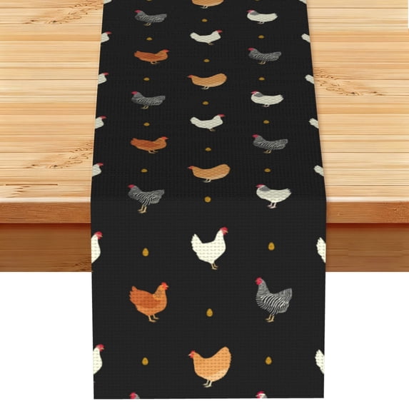 Chicken Eggs Cock Pattern Rooster Table Runner 13x72 Inch for Dining ...