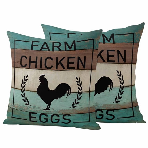 Chicken Eggs Outdoor Pillow Covers Set of 2 Farmhouse Animal Teal Green ...