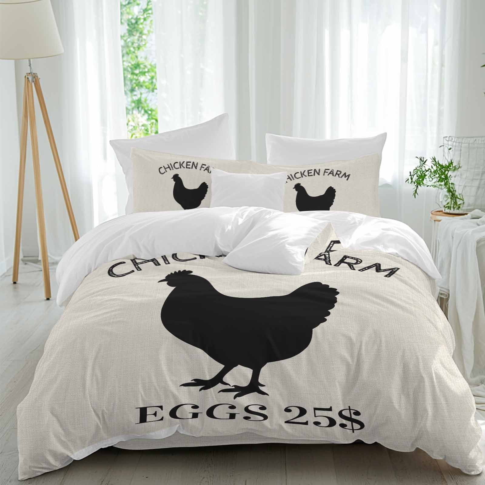 Chicken Farm 4 Piece Duvet Cover Set Queen Size Eggs 25$ Vintage ...