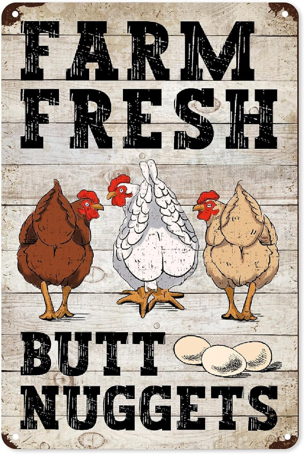 Chicken Farm Metal Decor - Chicken Coop Sign - Farm Fresh Butt Nuggets ...