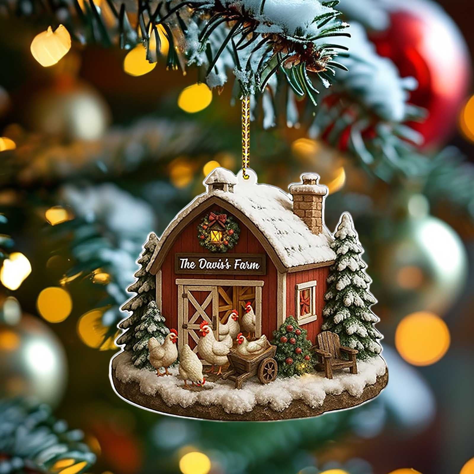 Chicken Farm Ornament 2025 | Wooden Chicken Coop Christmas Tree ...