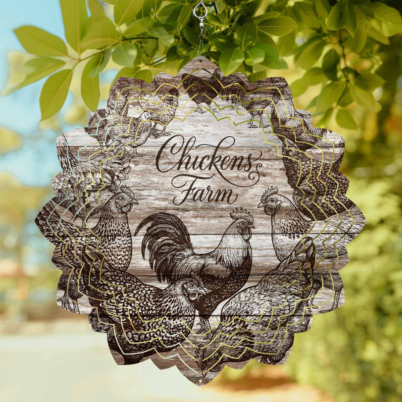 Chicken Farm Wind Spinner for Garden Yard 12In, Country Rustic Rooster ...