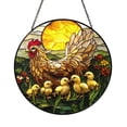 Chicken Farmyard Scene Stained Glass Style Window Suncatcher Hanging ...