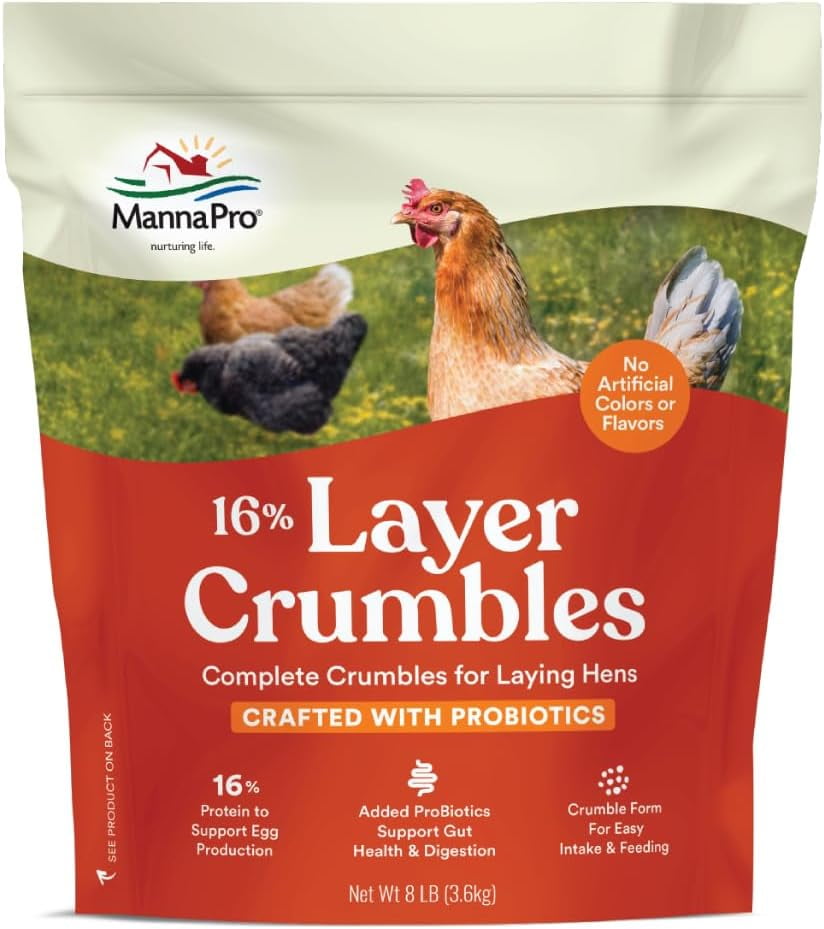 Chicken Feed, 16% Protein Layer Crumbles with Probiotics for Digestive ...