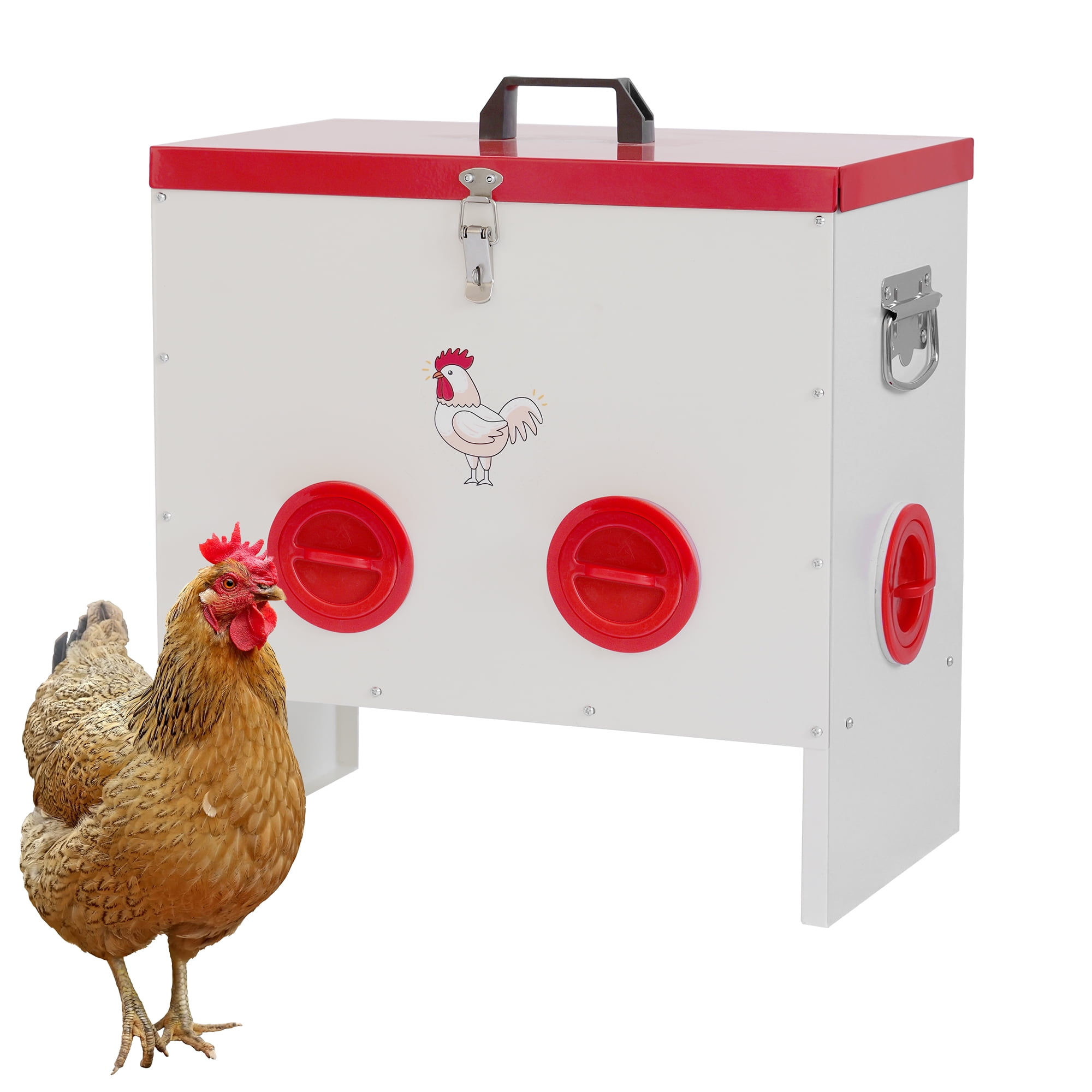 Chicken Feeder,Holds 50/95 Pounds of Feed,Inside or Outside Hen Coop ...