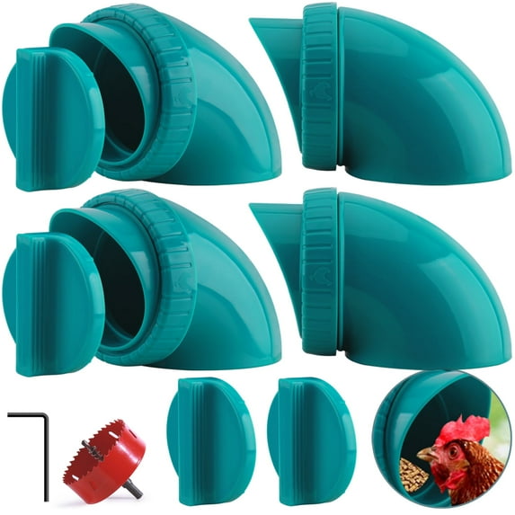 cyrico Chicken Feeder Port Kit, Gravity Chicken Feeders with 4 Ports ...